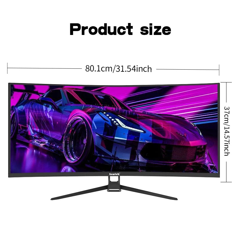 Gawfolk 34 Inch Ultrawide Curved Gaming Monitor, 1500R PC Screen 165hz ...
